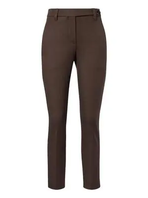 Brunello Cucinelli Monili Cotton-blend Slim Pants - Brown
