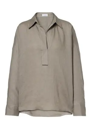 Brunello Cucinelli Oversized Linen Shirt - Green
