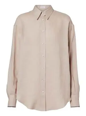 Brunello Cucinelli Linen Button Down Shirt - White