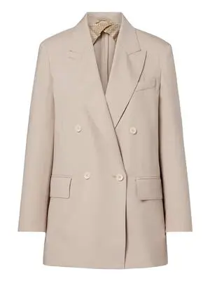 Max Mara Double-breasted Wool-blend Blazer - Beige