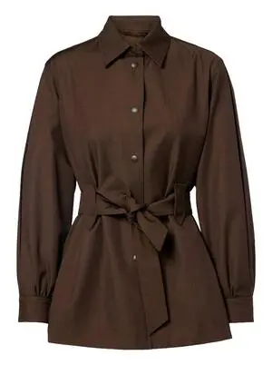 Max Mara Belted Virgin Wool Blazer - Brown