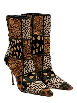 Manolo Blahnik Trulona 105 Calf Hair Ankle Boots - Brown