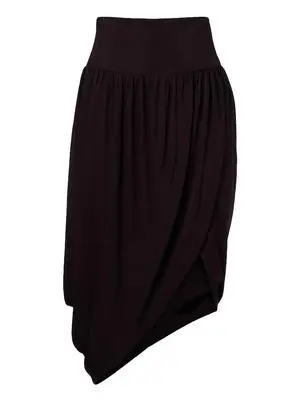 Alaïa Twisted Asymmetric Jersey Midi Skirt - Brown