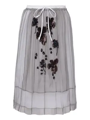 PRADA Sequined Silk Chiffon Midi Skirt
