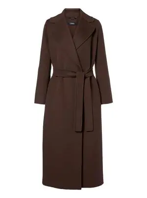 Max Mara Poldo Virgin Wool Wrap Coat - Brown