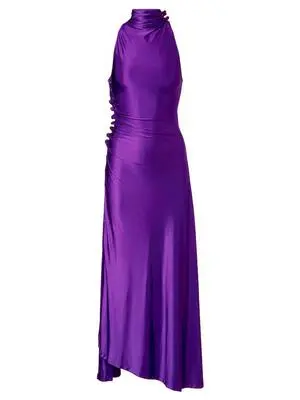 Rabanne Draped Satin Jersey Cocktail Dress - Purple