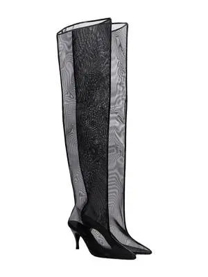 HERBERT LEVINE Drawing A Blank 80 Mesh Knee-high Boots - Black
