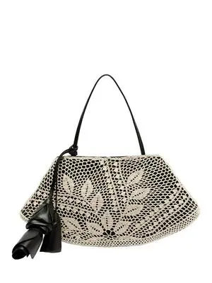 Magda Butrym Maya Small Crochet Leather-trimmed Shoulder Bag - White