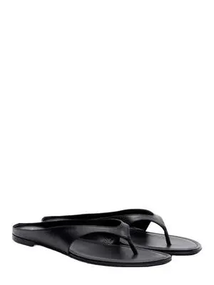 HERBERT LEVINE Calf Leather Thong Sandals - Black