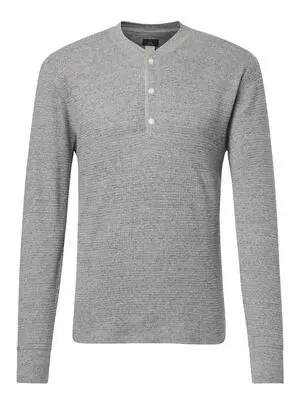Ralph Lauren Waffle-knit Cotton Henley Shirt - Grey