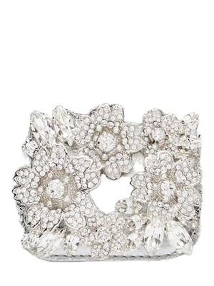 ROGER VIVIER Efflorescence Mini Metallic Leather Clutch - Silver
