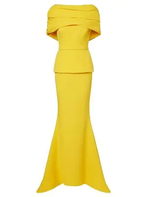 Safiyaa Loura Off-shoulder Crêpe Gown - Yellow