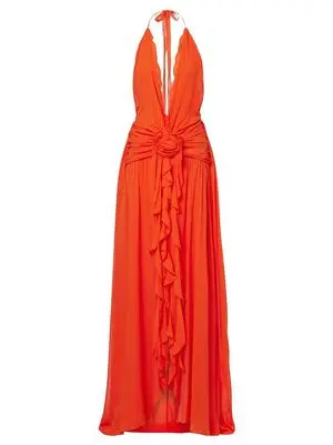 Blumarine Georgette Maxi Gown - Orange