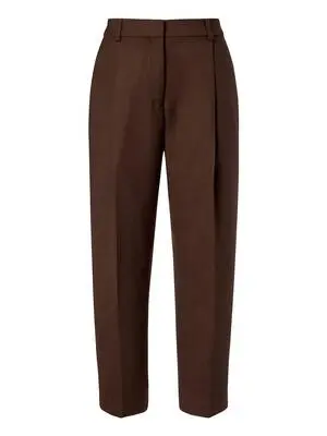 TOTEME Pleated Cropped Straight Pants - Brown