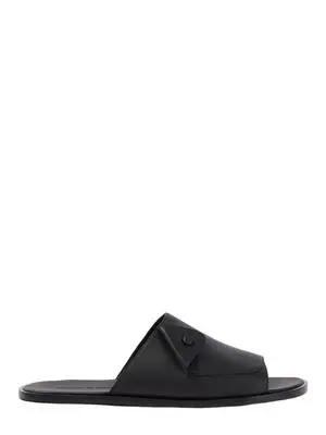 Manolo Blahnik Lino Leather Sandals - Black