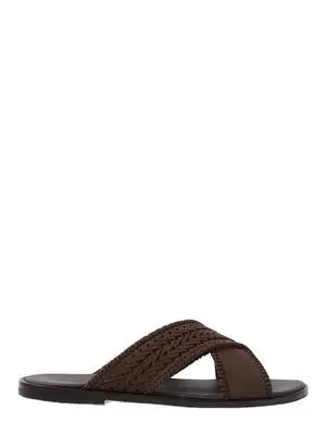 Manolo Blahnik Tex Leather Sandals - Brown