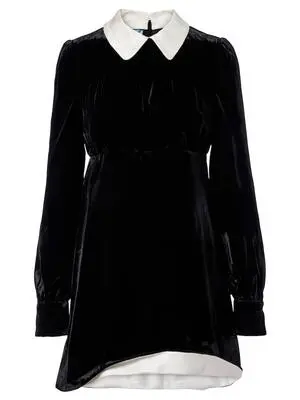 Prada Asymmetric Velvet Mini Dress - Black