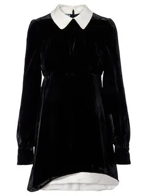 Prada Asymmetric Velvet Mini Dress - Black
