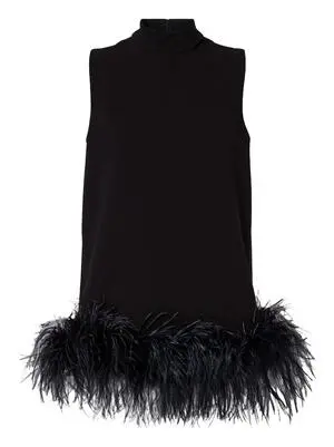 Max Mara Feather-trimmed Top - Black