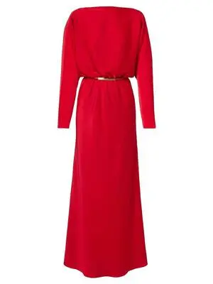 Max Mara Draped Satin Gown - Red