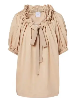 Patou Ruffled Cotton Top - Beige