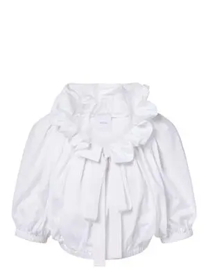 Patou Ruffled Cropped Cotton Top - White