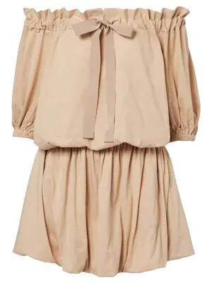 Patou Tie-neck Mini Dress - Beige