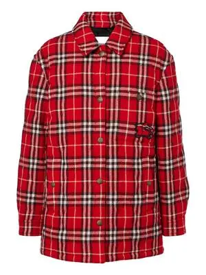 Burberry Checked Padded Wool Jacket - Red