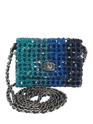 Chanel Ombre Beaded Micro Clutch On Chain - Blue