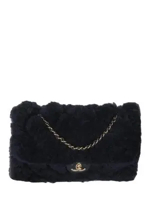 Chanel Shearling Quilted Lambskin Flap Bag - Blue