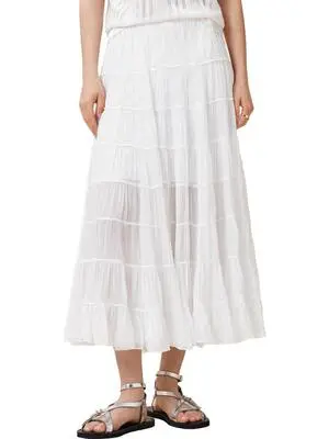 ALLSAINTS Eva Tiered Midi Skirt - Chalk White