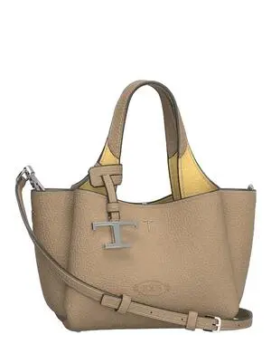 TOD'S T Timeless Micro Top Handle Bag Naturale/flan