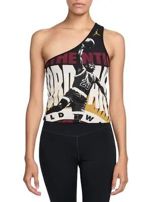 JORDAN Flight Graphic Print One-shoulder Tank - Sail