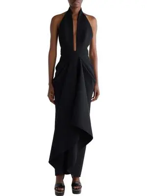 Givenchy Draped Stretch Wool Blend Halter Dress - Black