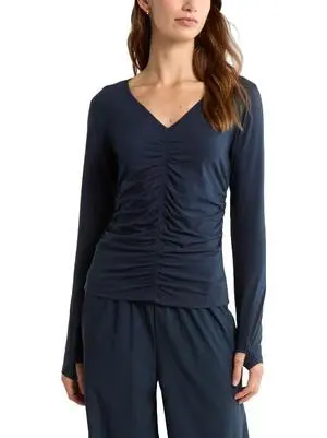 Zella Ruched Long-sleeve T-shirt - Navy Sapphire