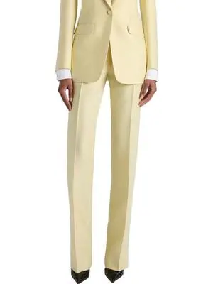 TOM FORD High-waisted Wool & Silk Radzimir Straight Leg Pants - Pale Lemon