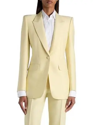 TOM FORD Strong Shoulder Wool & Silk Radzimir Jacket - Pale Lemon
