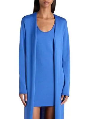 TOM FORD Seamless Long Merino Wool-blend Cardigan - Porcelain Blue