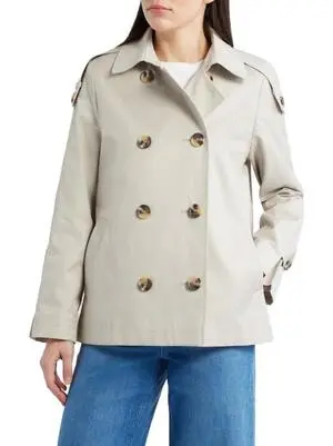 Sam Edelman Double-breasted Water Repellent Swing Jacket - Birch