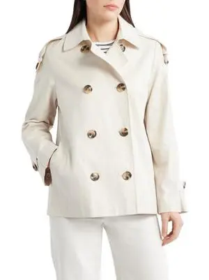 Sam Edelman Double-breasted Water Repellent Swing Jacket - Linen