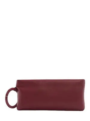 TOM FORD T-ring Leather Clutch - Ruby Red