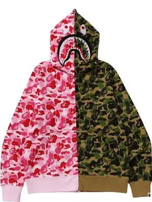 A BATHING APE ABC Camo Separate Shark Full Zip Hoodie Pink/green