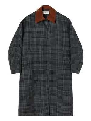 RÓHE Checked Wool Overcoat With Suede Collar - Multi