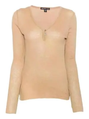 JAMES PERSE Ribbed Henley Top - Neutrals
