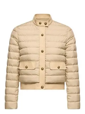 Moncler Juju Cotton & Linen-trimmed Short Down Jacket - Beige