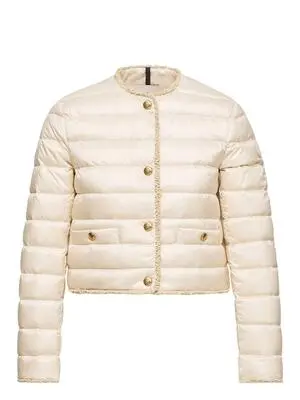 Moncler Fleurs Bouclé-trimmed Down Jacket - Beige