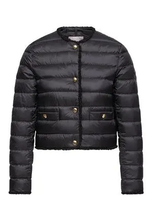Moncler Fleurs Bouclé-trimmed Down Jacket - Black