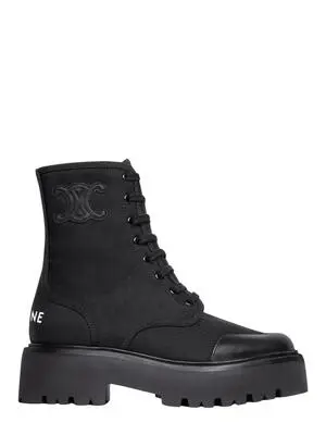 CELINE BULKY LACED-UP BOOT IN NYLON AND SHINY BULL