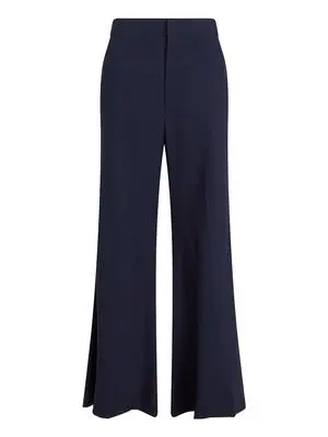 Victoria Beckham Wool-blend Twill Flared Pants - Navy