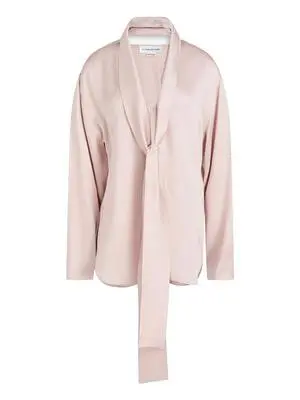 Victoria Beckham Tie-neck Satin Blouse - Blush
